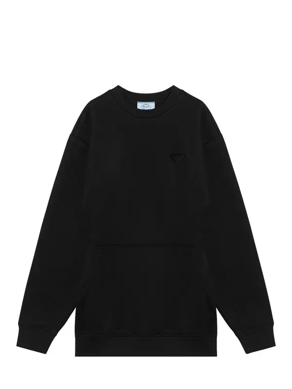 Prada Short Plush Dress With Logo Triangle - Black