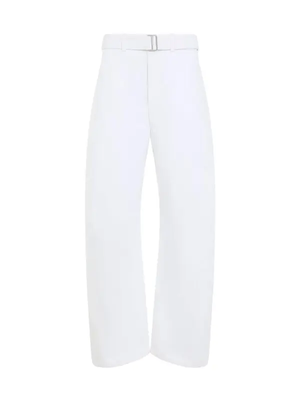 LEMAIRE Twisted Belted Pants In Bleached Denim - White