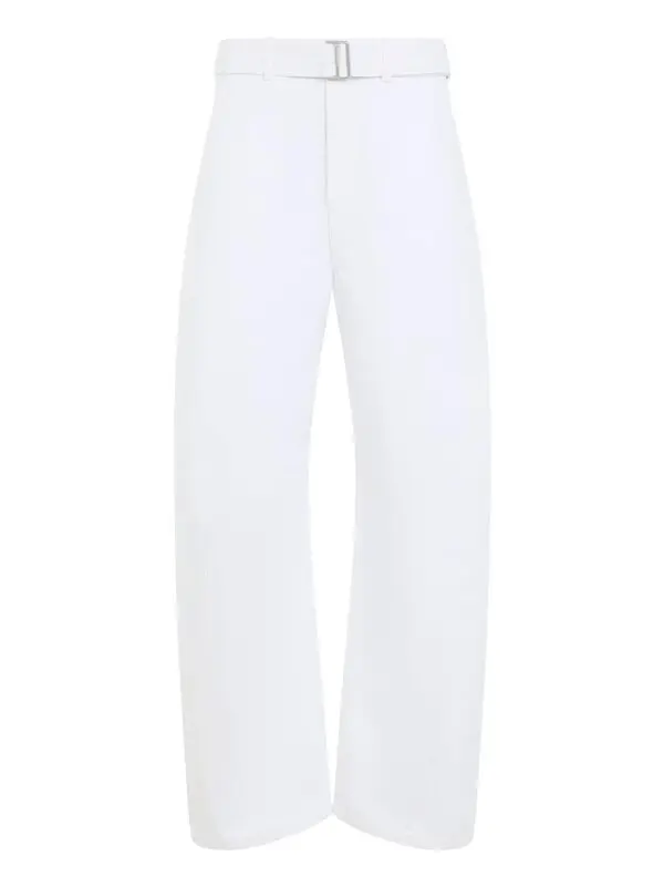LEMAIRE Twisted Belted Pants In Bleached Denim - White