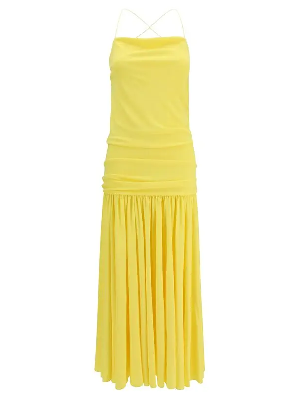 Jacquemus Pleated Midi Dress - Yellow