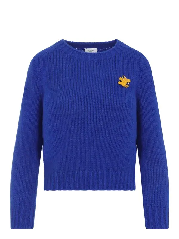 Celine Crewneck Sweater With Embroidered Detail - Blue