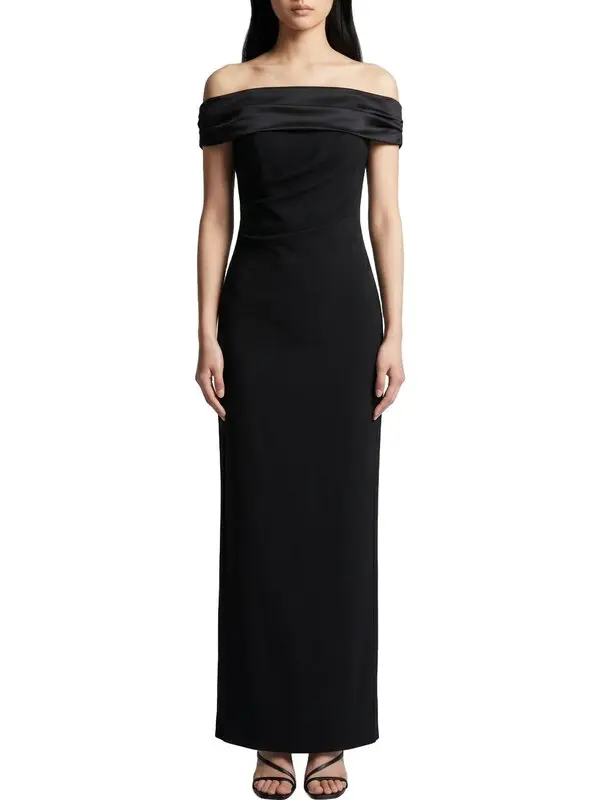 Solace London Off-the-shoulder Long-sleeve Dress - Black