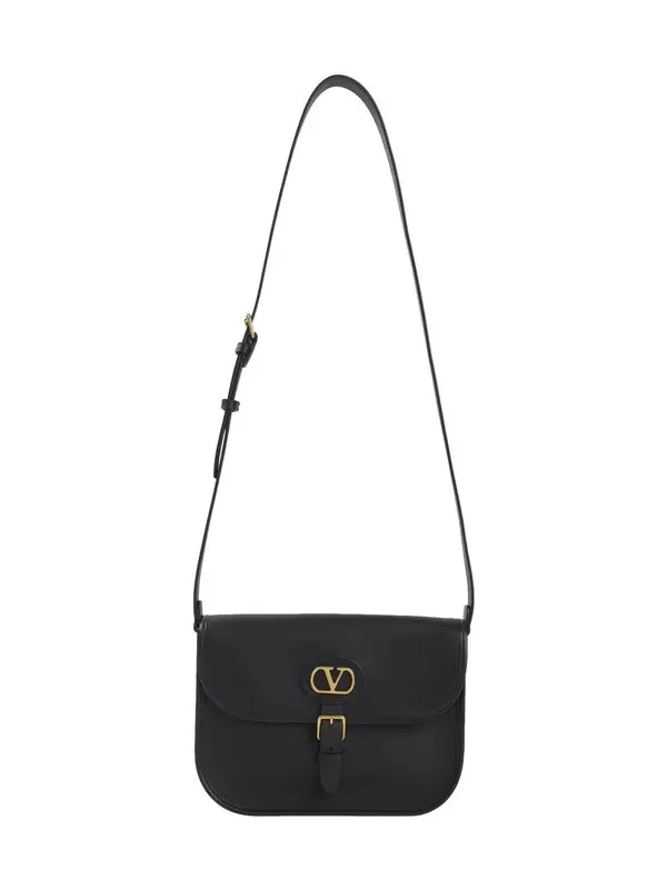 Valentino Garavani Leather Shoulder Bag With Vlogo - Black