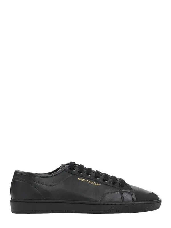 Saint Laurent Calf Leather Lace-up Sneakers - Black