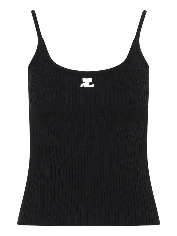 COURREGES Rib Knit Tank Top - Black