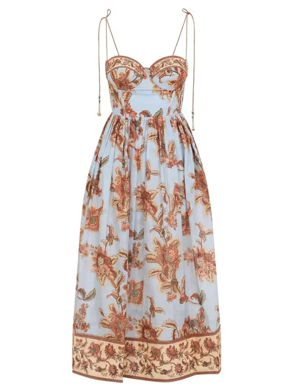 Zimmermann Aster Corset Midi Dress - Blue