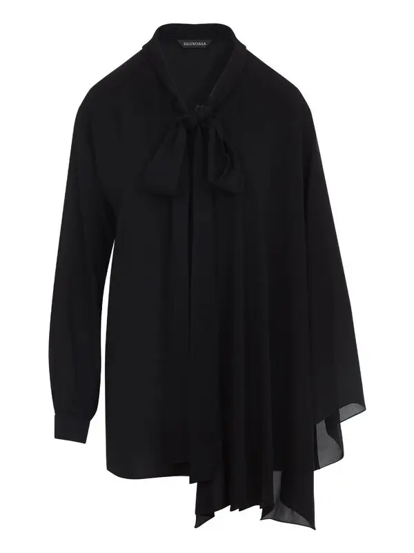 Balenciaga Silk Scarf Blouse - Black