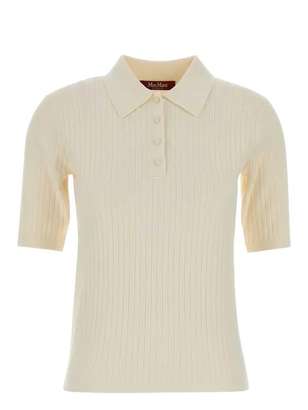 Max Mara Ribbed Polo Shirt - Cream