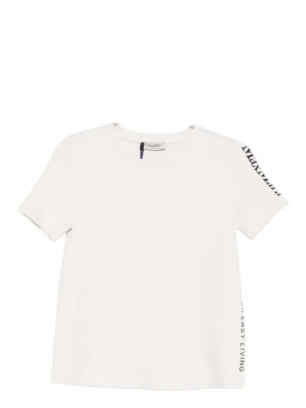 Max Mara Cotton T-shirt With Embroidered Logo - Multicolor