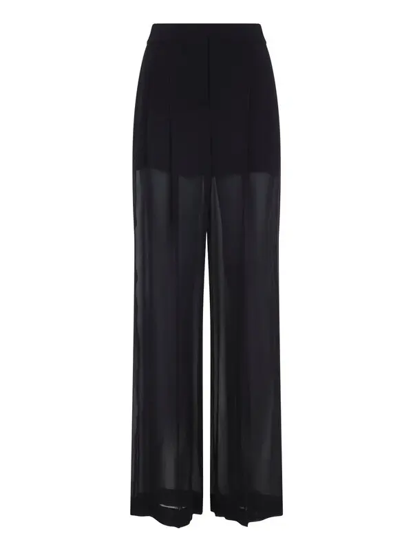 Alberta Ferretti Georgette Wide Leg Pants - Black