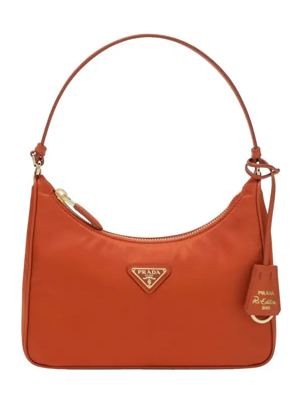 Prada Re-edition 2005 Mini Bag In Re-nylon And Saffiano Leather - Orange