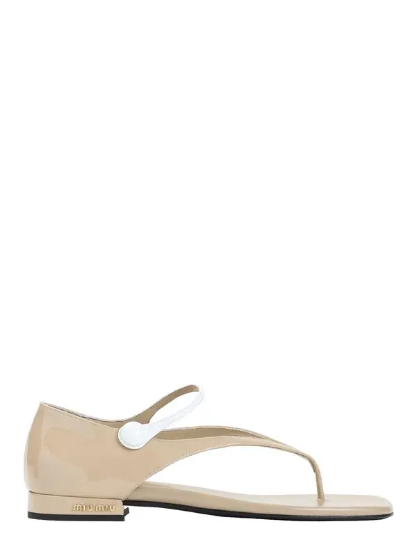 Miu Miu Calf Leather Sandals With Patent Finish - Multicolor