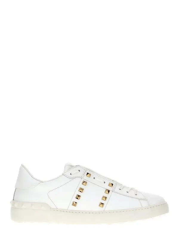 Valentino Garavani White Leather Studded Sneakers - Multicolor