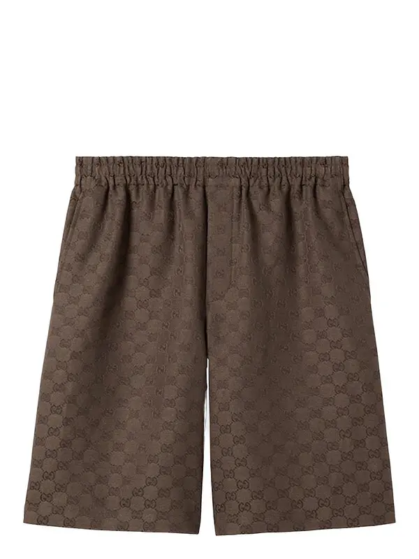 Gucci Gg Linen Blend Shorts - Brown