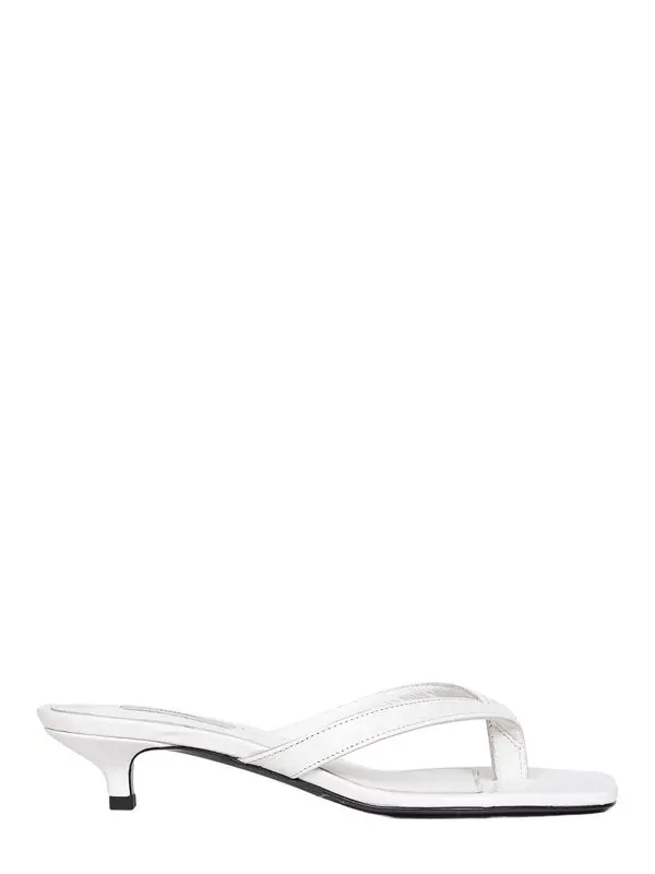TOTEME Off-white Croco-embossed Leather Heeled Flip-flop Sandals - Multicolor