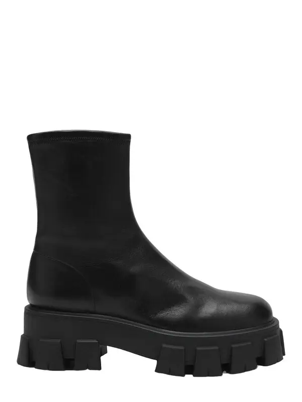 Prada Stretch Nappa Monolith Ankle Boots - Black