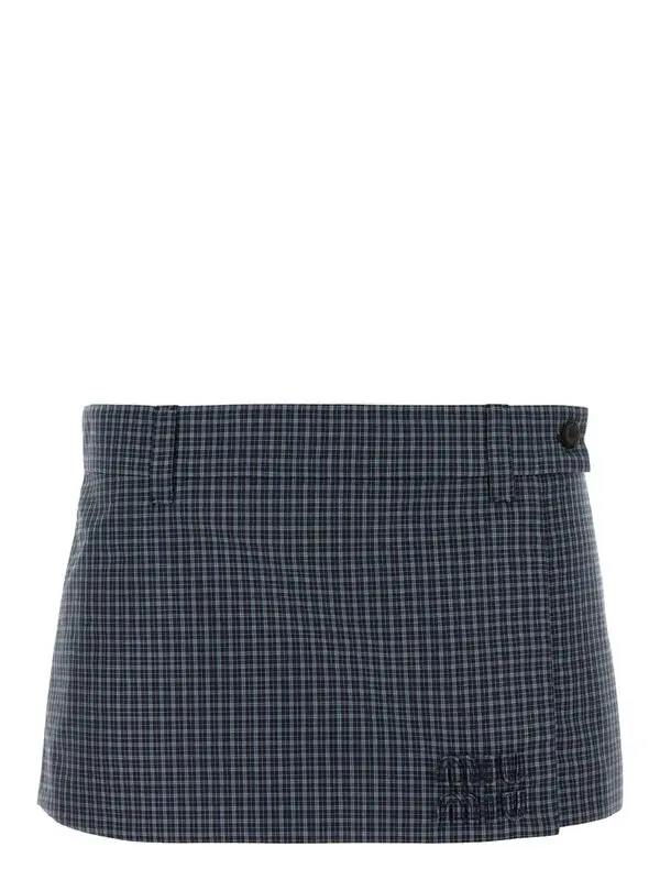 Miu Miu Checked Skirt - Blue