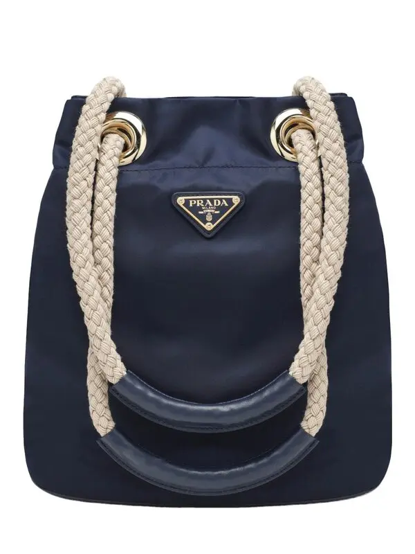 Prada Small Bucket Bag In Re-nylon - Blue