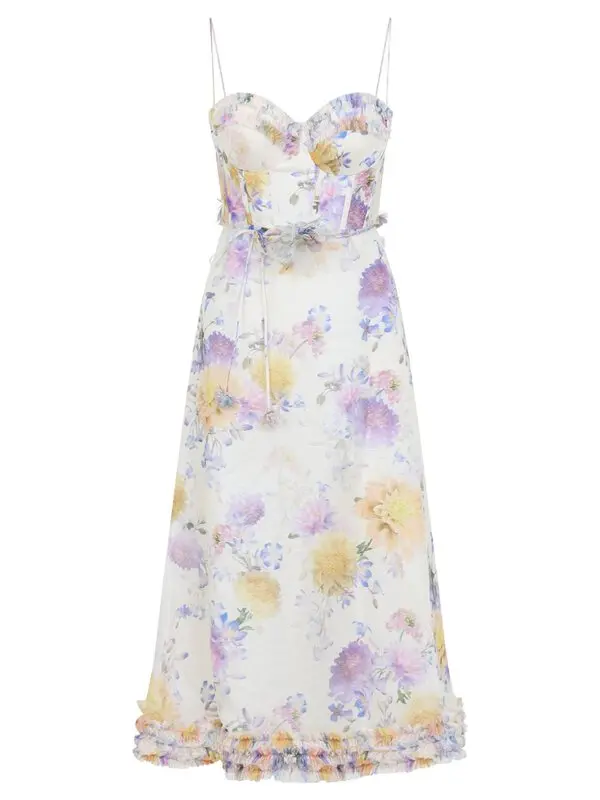 Zimmermann Luna Riffle Midi Dress - Multicolor
