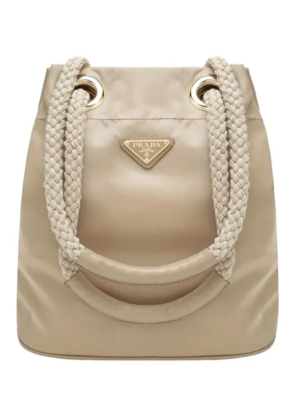 Prada Mariner Small Bucket Bag In Re-nylon - Cream