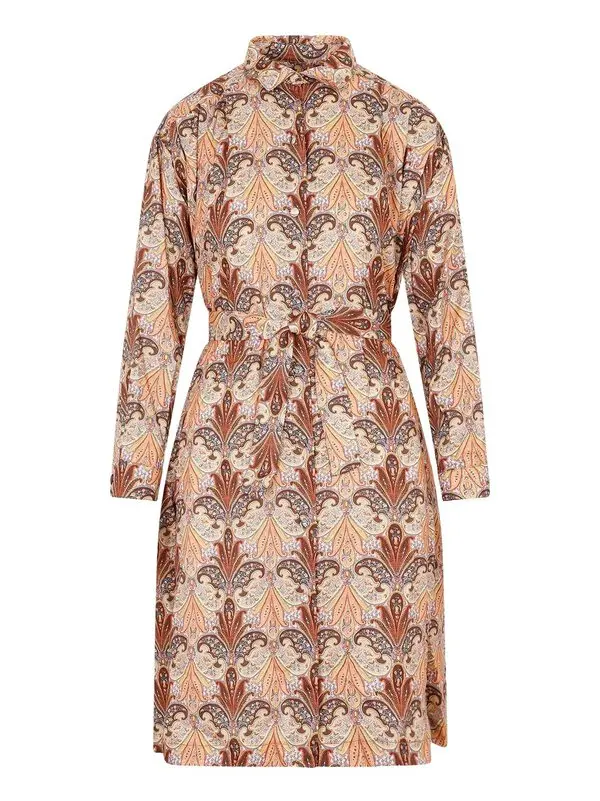 Etro Printed Wool And Silk Blend Shirt Dress - Brown