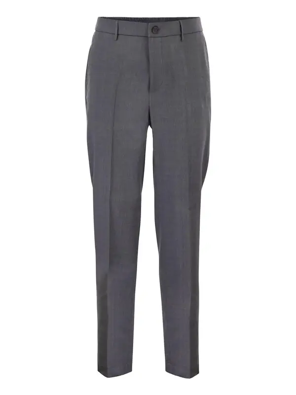 Peserico Linen And Wool Blend Tailored Trousers - Gray