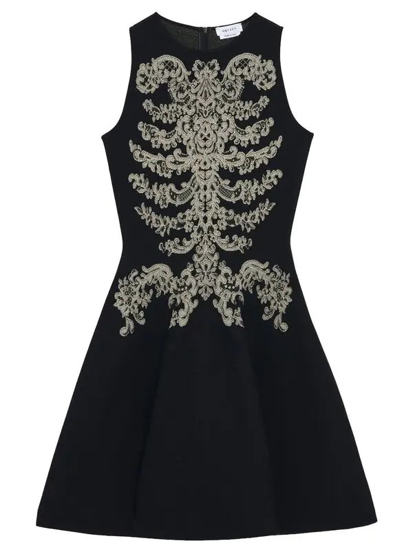 Alexander McQueen Jacq Vlm Mini Dress - Black