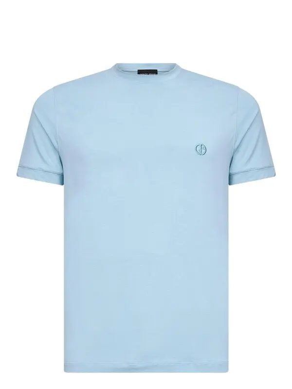 Giorgio Armani Light Blue Asv Stretch Viscose Jersey T-shirt - Multicolor