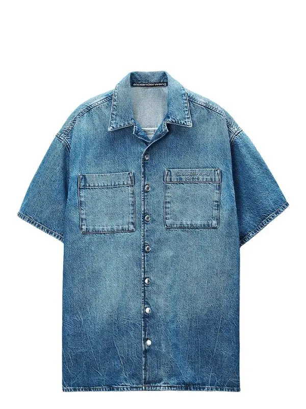 Alexander Wang Boxy Denim Shirt Dress - Blue