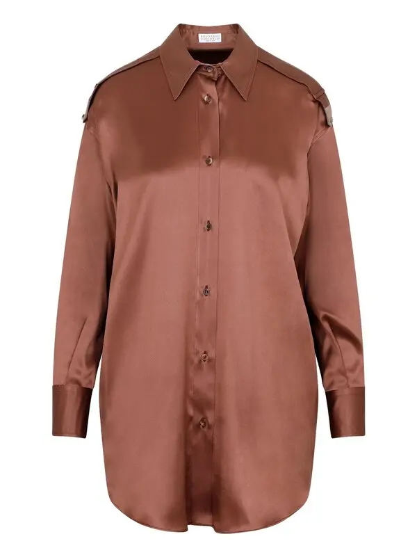 Brunello Cucinelli Silk Shirt - Brown