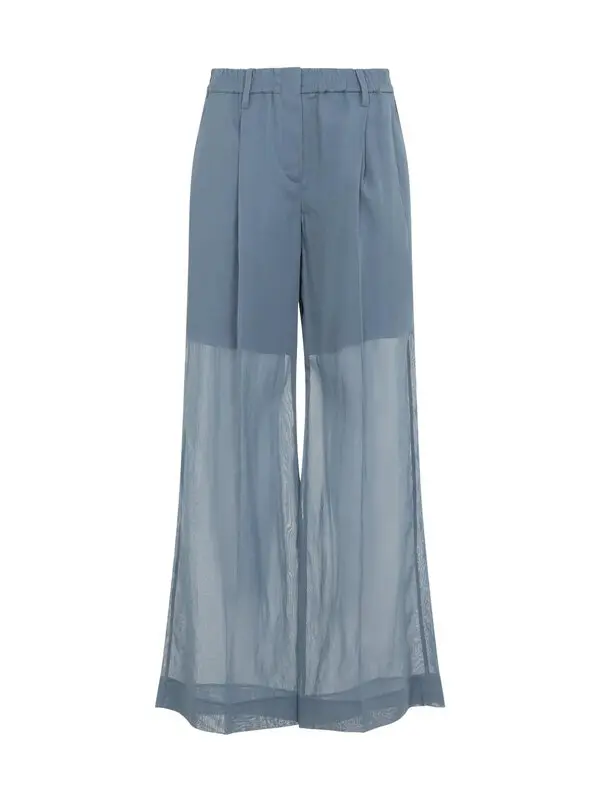 Brunello Cucinelli Organza Wide Leg Pants - Blue