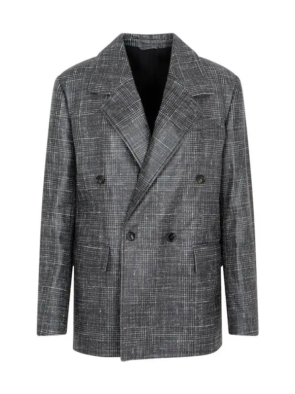 Bottega Veneta Prince Of Wales Check Effect Leather Jacket - Black