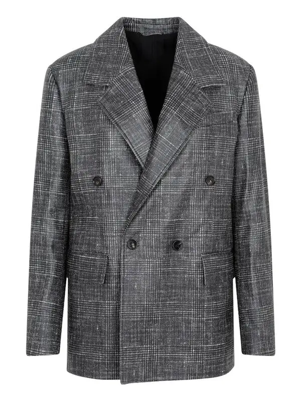 Bottega Veneta Prince Of Wales Check Effect Leather Jacket - Black