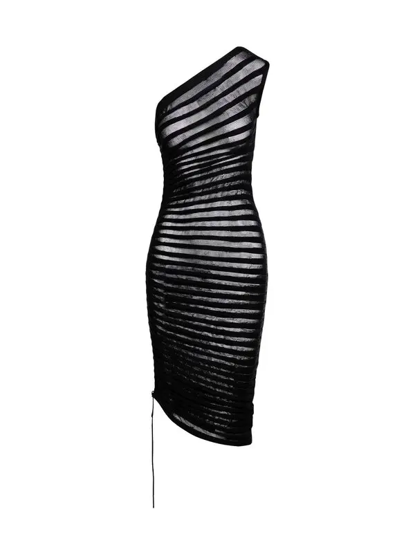 Alaïa Asymmetrical Skeleton Dress - Black