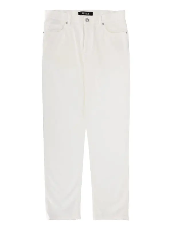 Zegna Slim Fit Jeans In Cotton And Lycra - White