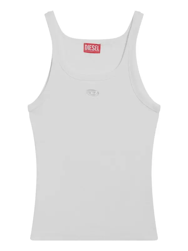 DIESEL® Ribbed Tank Top With Laser-cut Logo - White