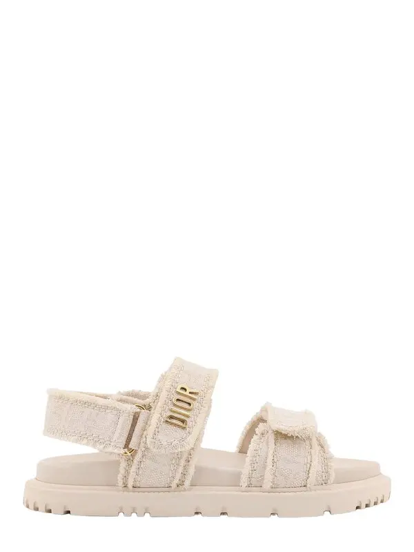 Dior Dioract Fabric Sandals With Oblique Motif - Cream