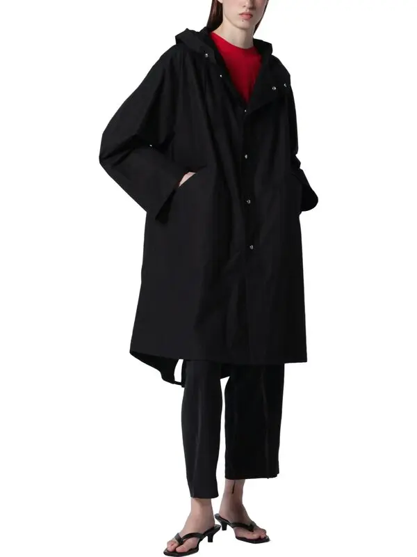 JIL SANDER Mid-length Hooded Parka In Waterproof Cotton - Black