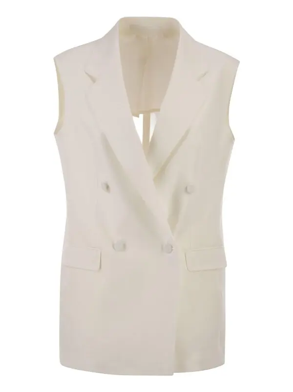 Tagliatore Double-breasted Linen Waistcoat - White