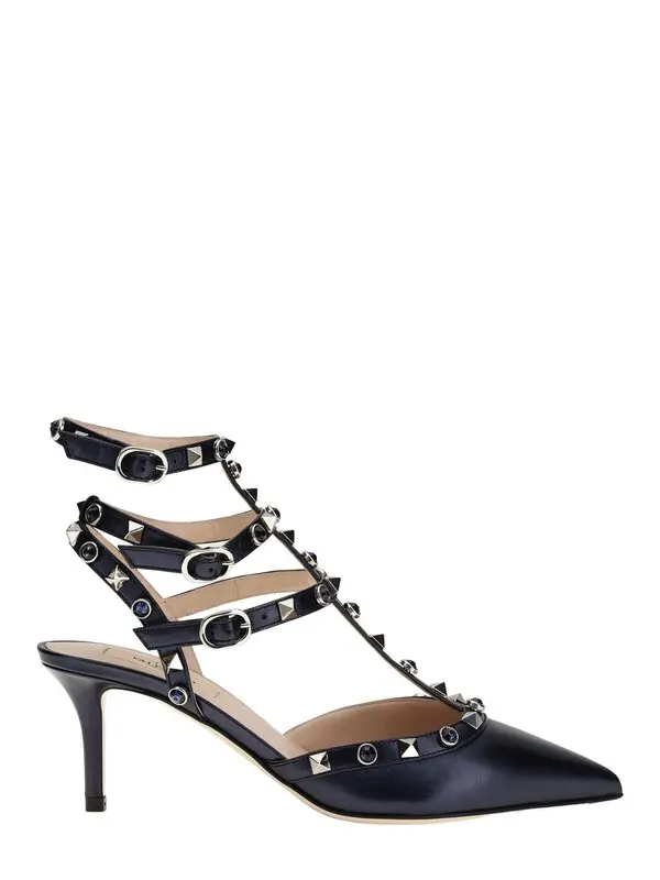 Valentino Garavani Rockstud Pumps In Laminated Leather - Blue