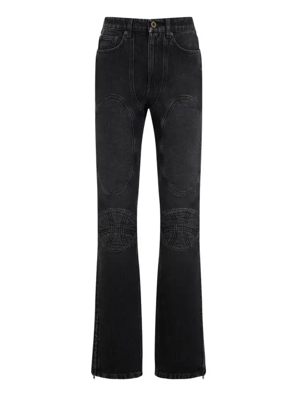 JEAN PAUL GAULTIER Cotton Denim Jeans With Lacing Detail - Black