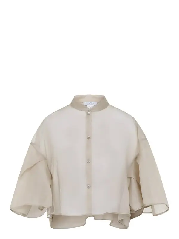 Max Mara Organza Cape With Mandarin Collar And Draped Sleeves - Multicolor