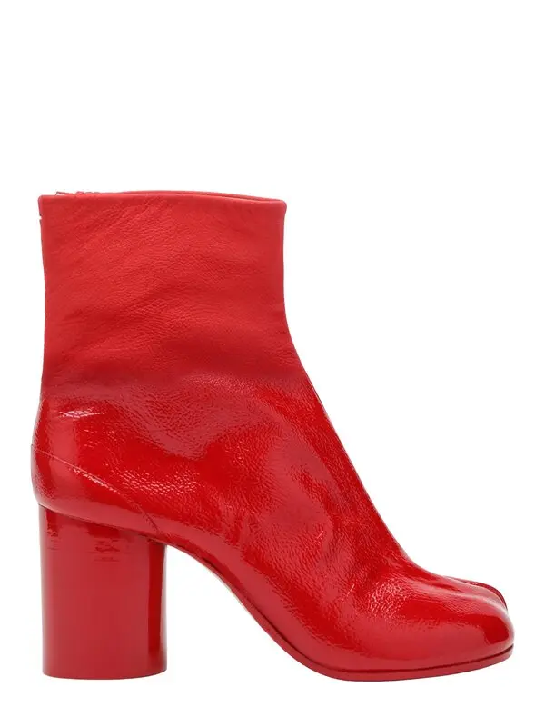 MAISON MARGIELA Patent Leather Tabi Ankle Boots - Red