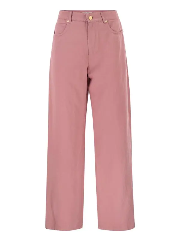 Max Mara Cotton And Linen 5-pocket Trousers - Pink