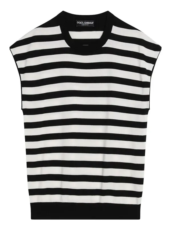 Dolce & Gabbana Sleeveless Kimono-style Striped Sweater - White