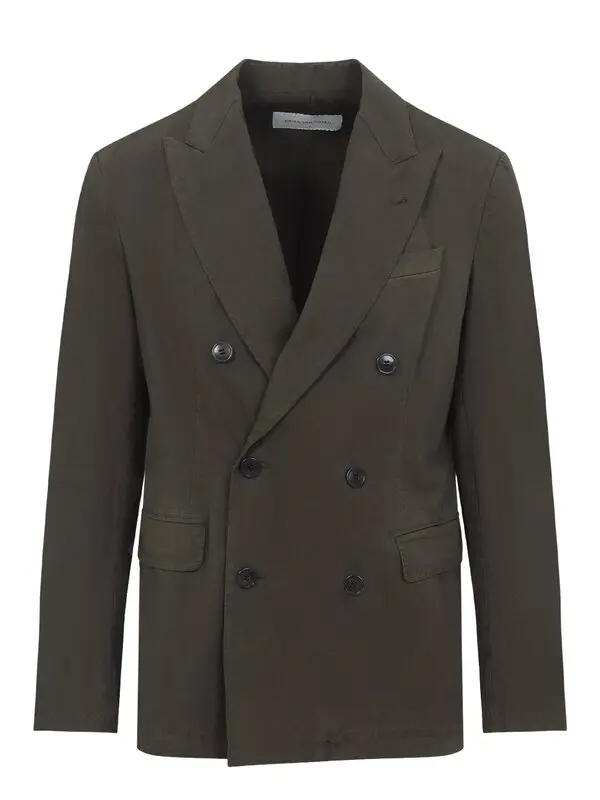 Dries Van Noten Double-breasted Peak Lapel Cotton Jacket - Green