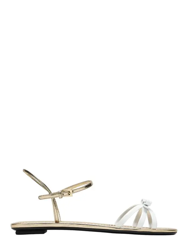Prada Leather Sandals With Bow Detailing - White