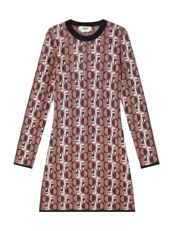Fendi Viscose Jacquard Dress - Pink