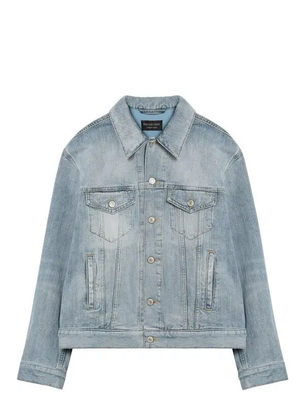Balenciaga Light Faded Cotton Denim Jacket - Blue