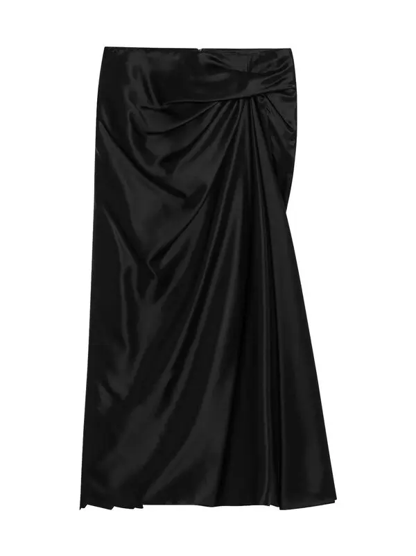 Balenciaga Draped Skirt In Cupro Twill - Black